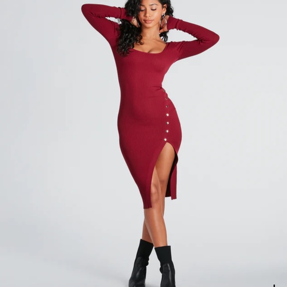 Windsor | Dresses | Stylish Snap Button Sweater Midi Dress | Poshmark